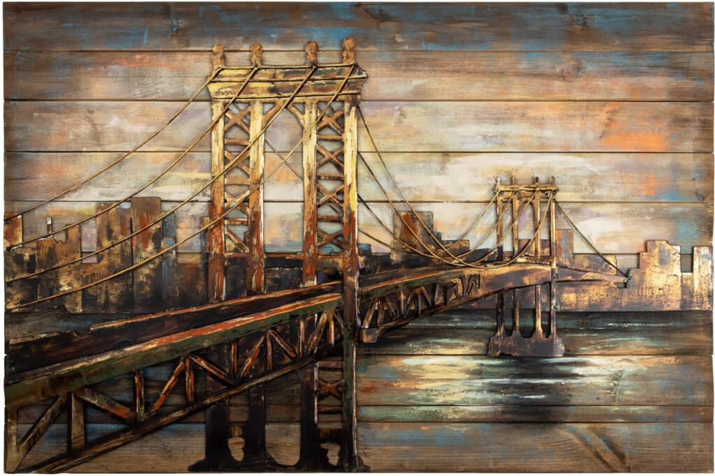3D Metal Wall Art - Manhattan Bridge WL170 - Hand Crafted and Hand Painted